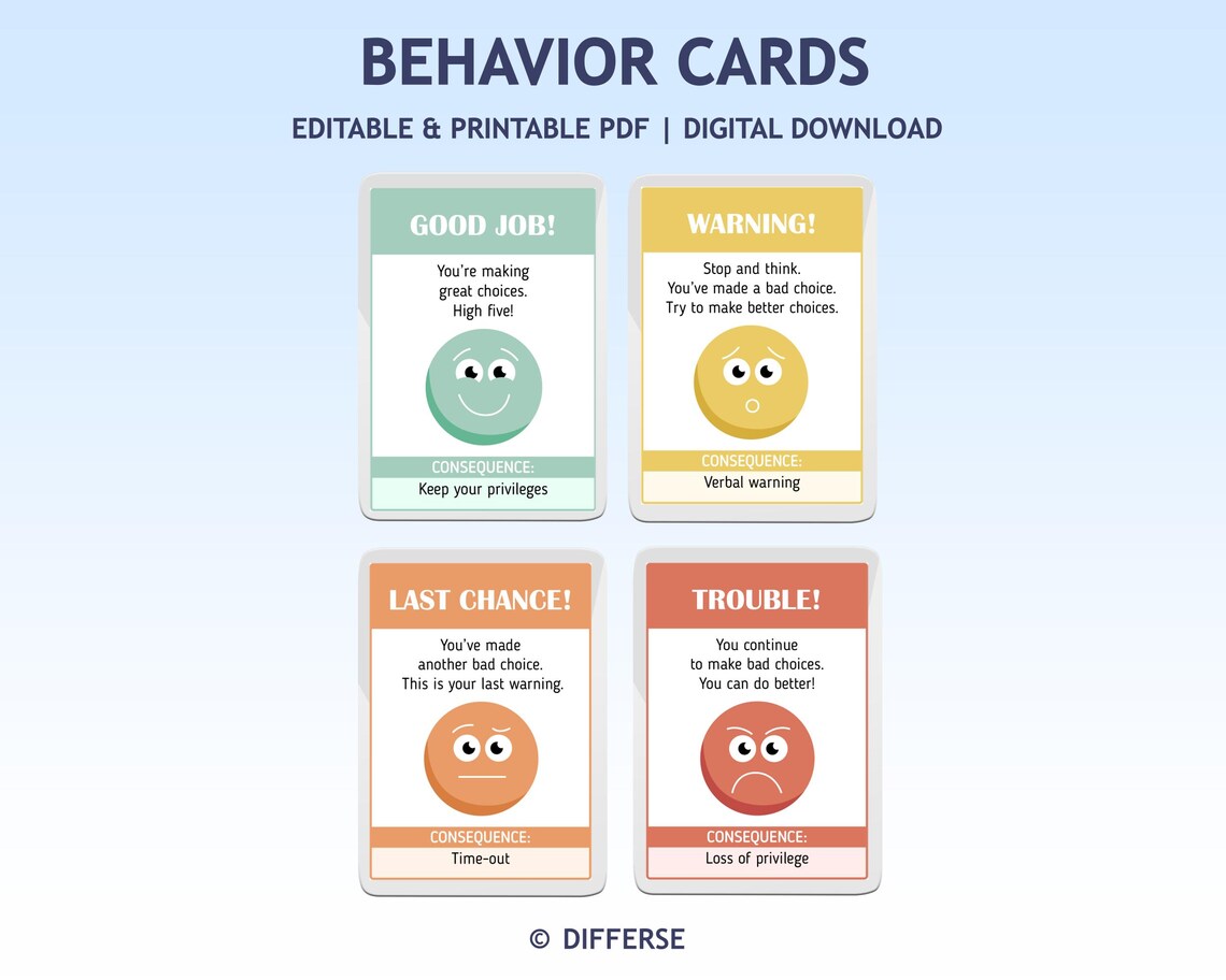 Behavior Cards for Kids | Kids Behavior Cards | Behavior Reward Cards ...