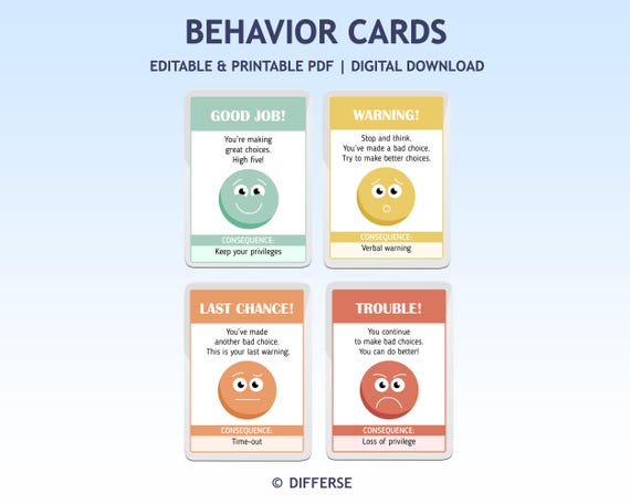 Printable Behavior Cards Printable Rainbow Reward Chart For Little