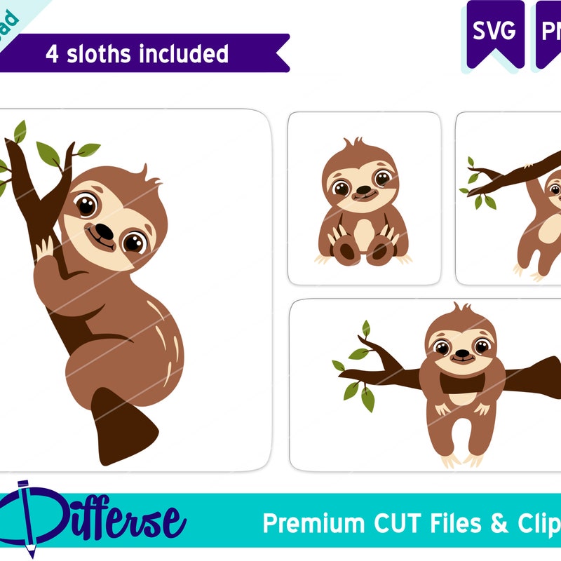 Birthday Sloth Svg - Etsy
