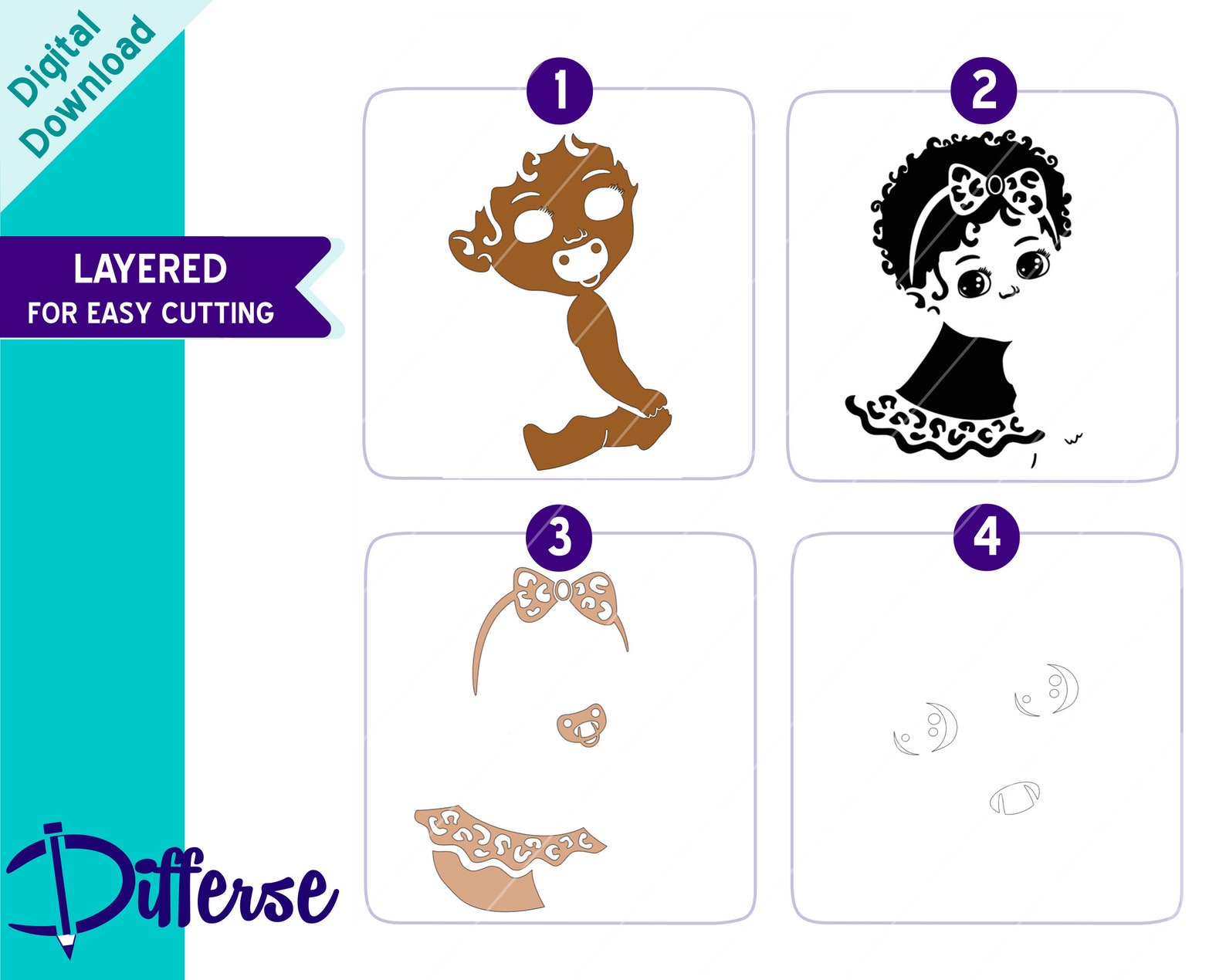 African American Baby SVG Cut File & PNG Safari Baby - Etsy