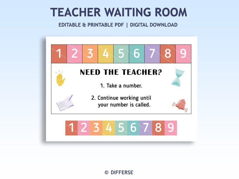 Editable Teacher Waiting Room | Classroom Waiting Room | Rainbow ...