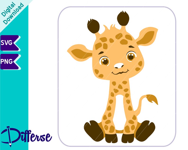 Cute Baby Giraffe SVG SVG Cut File & PNG Giraffe Svg - Etsy