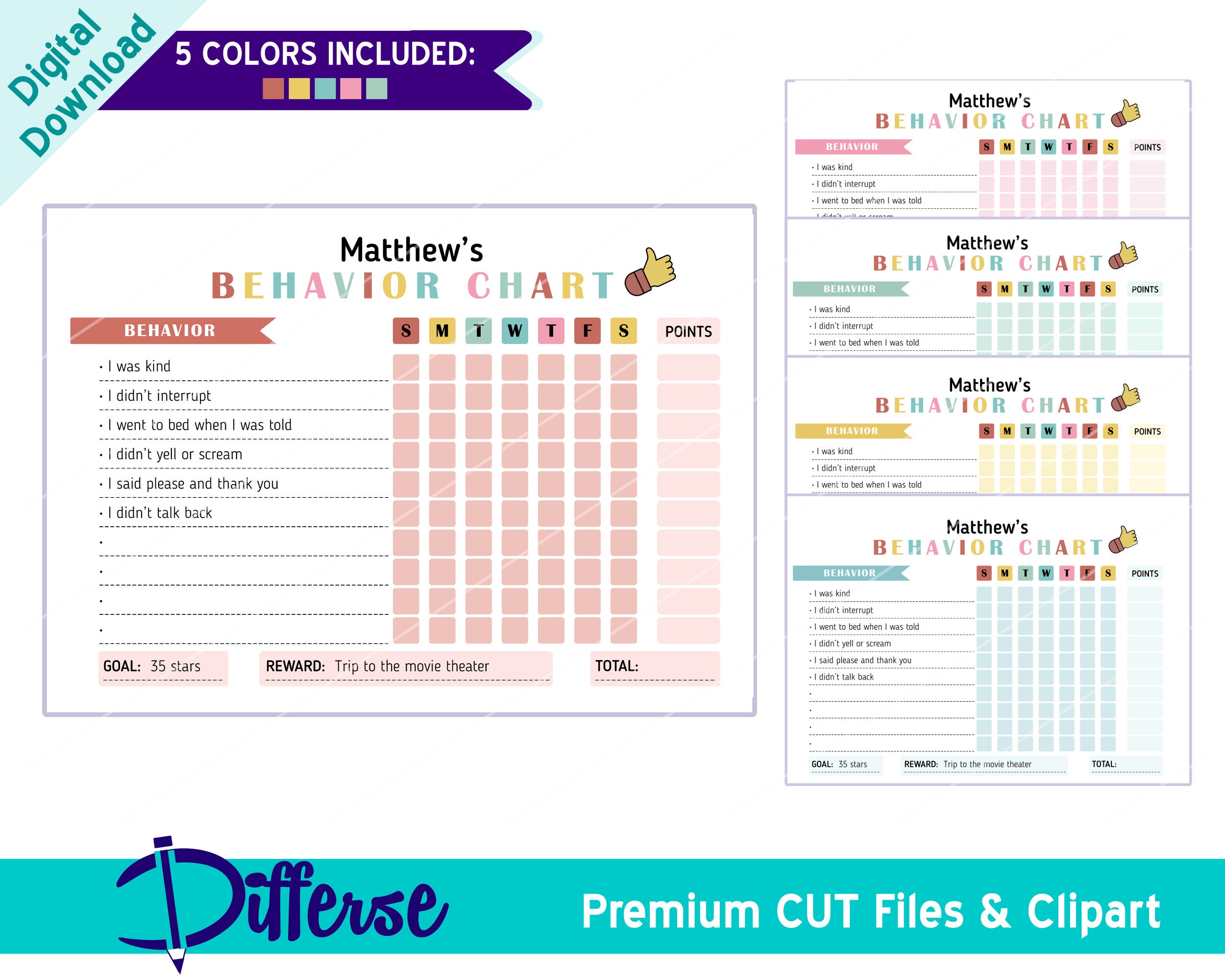 Behavior Chart for Kids Behavior Chart Behavior Reward - Etsy Australia