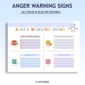Editable Anger Warning Signs | Anger Management for Kids | Anger Wall ...