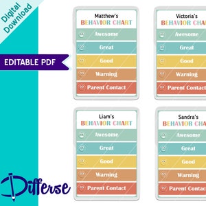 Classroom Behavior Chart Behavior Card Behavior Tracker Consequence ...