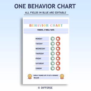 Behavior Chart for 1 Behavior | Singe Behavior Behavior Chart ...
