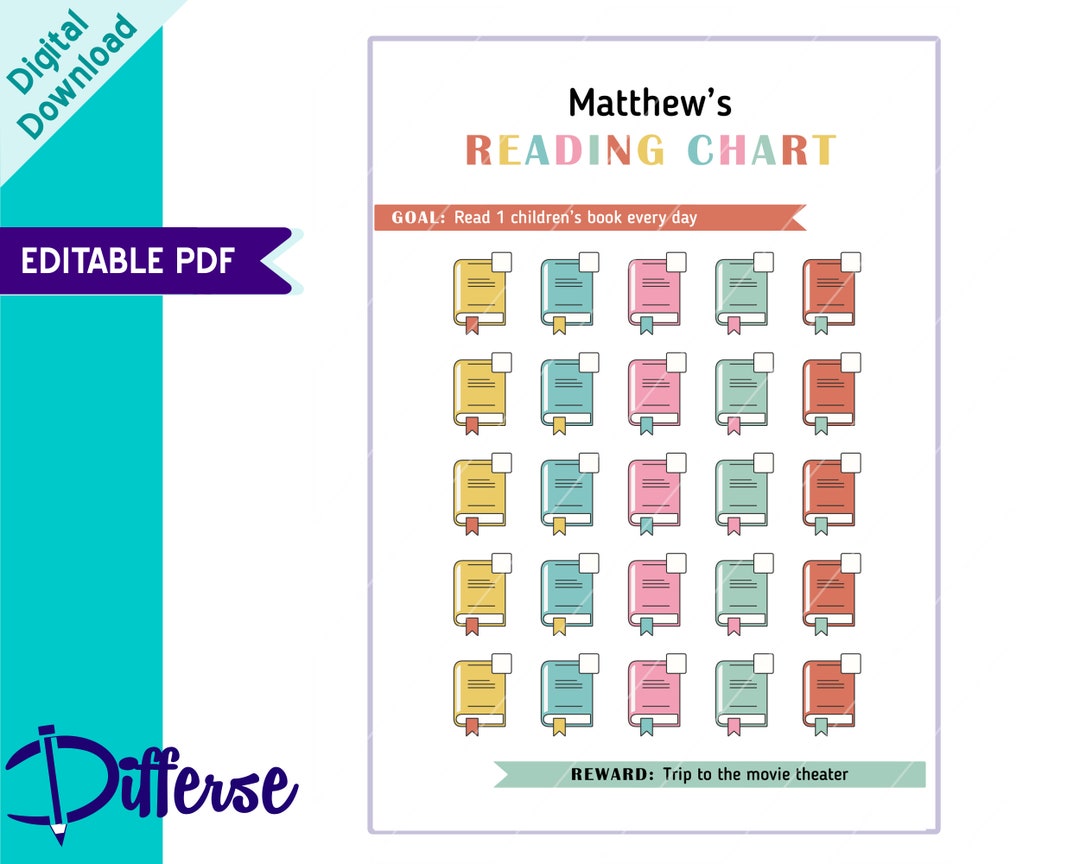Kids Reading Chart Reading Challenge Reading Tracker - Etsy