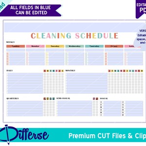 Editable Cleaning Schedule Cleaning Planner Cleaning Checklist Cleaning ...