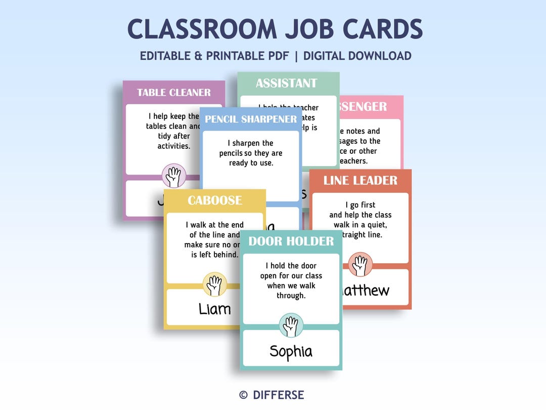 12 Editable Classroom Job Cards | Preschool Jobs | Classroom Jobs Chart ...