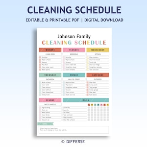Editable Family Cleaning Schedule | Kids Cleaning Schedule | Cleaning ...