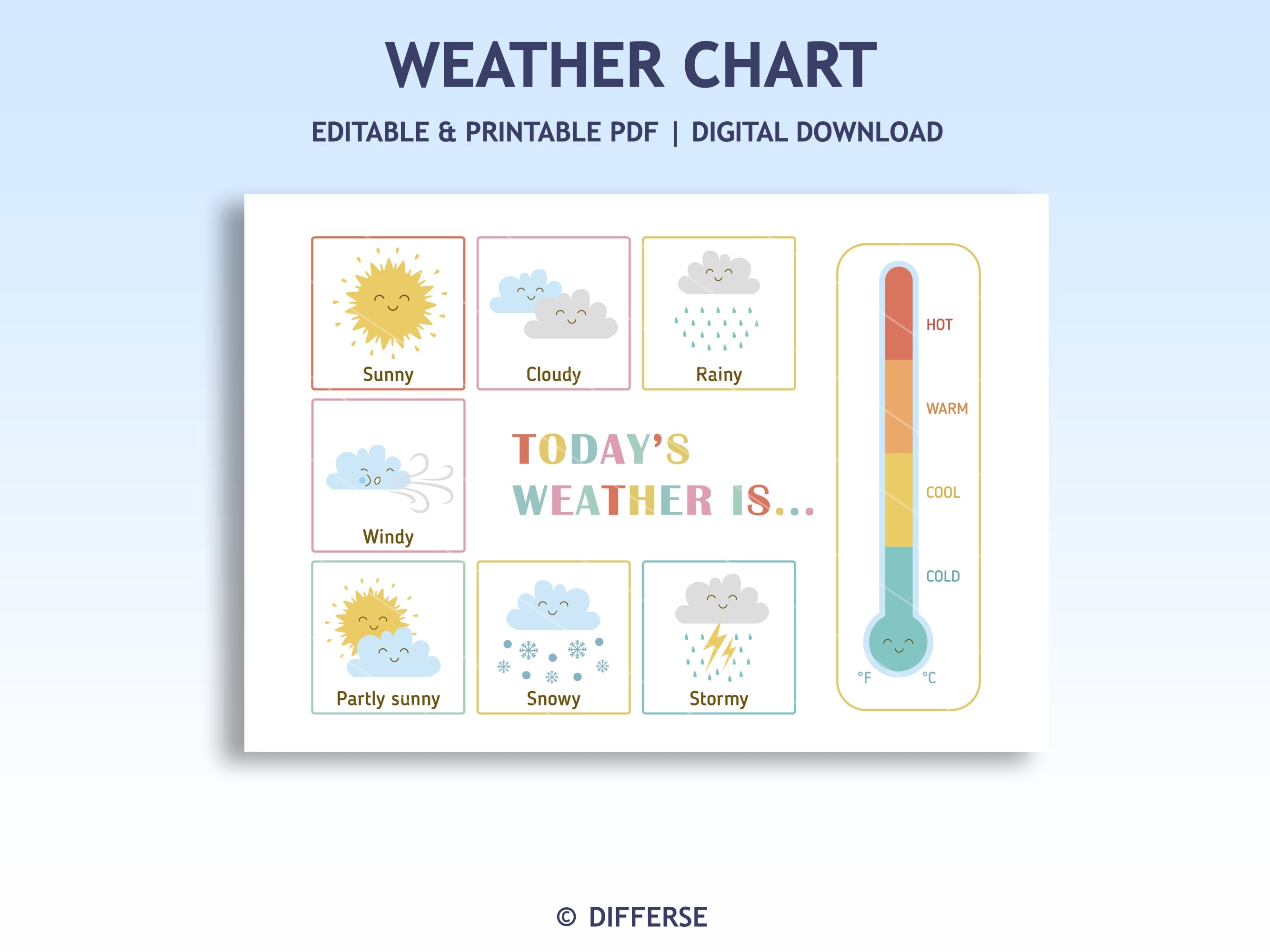 Weather Chart for Kids | Today’s Weather is | Learning Poster | Weather ...