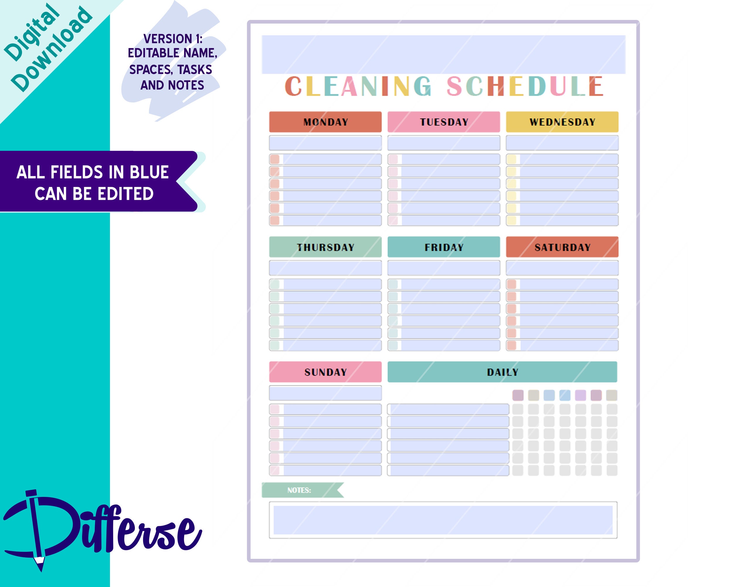 Editable Family Cleaning Schedule Kids Cleaning Schedule - Etsy Australia