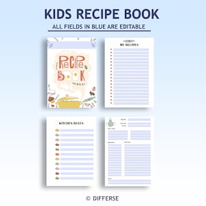 Kids Recipe Book Template | Kids Cook Book Template | Recipe Template ...