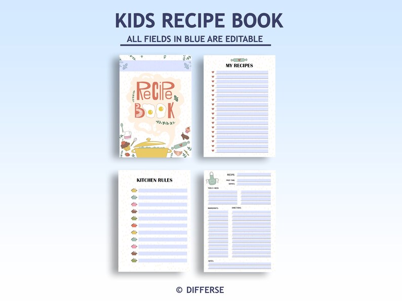 Kids Recipe Book Template | Kids Cook Book Template | Recipe Template ...