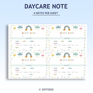 Daycare Note | Quick Note | Parent Communication | Home Daycare Form ...