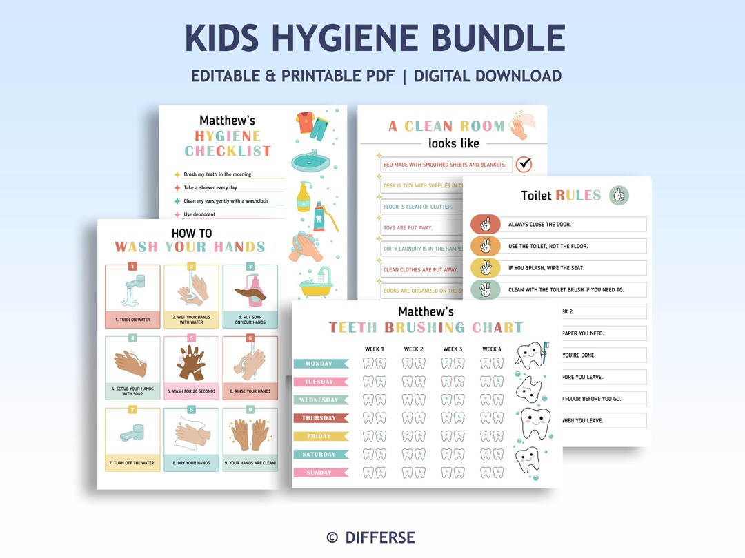 Kids Hygiene Bundle | Hygiene Chart | Hygiene Checklist | Bedroom ...