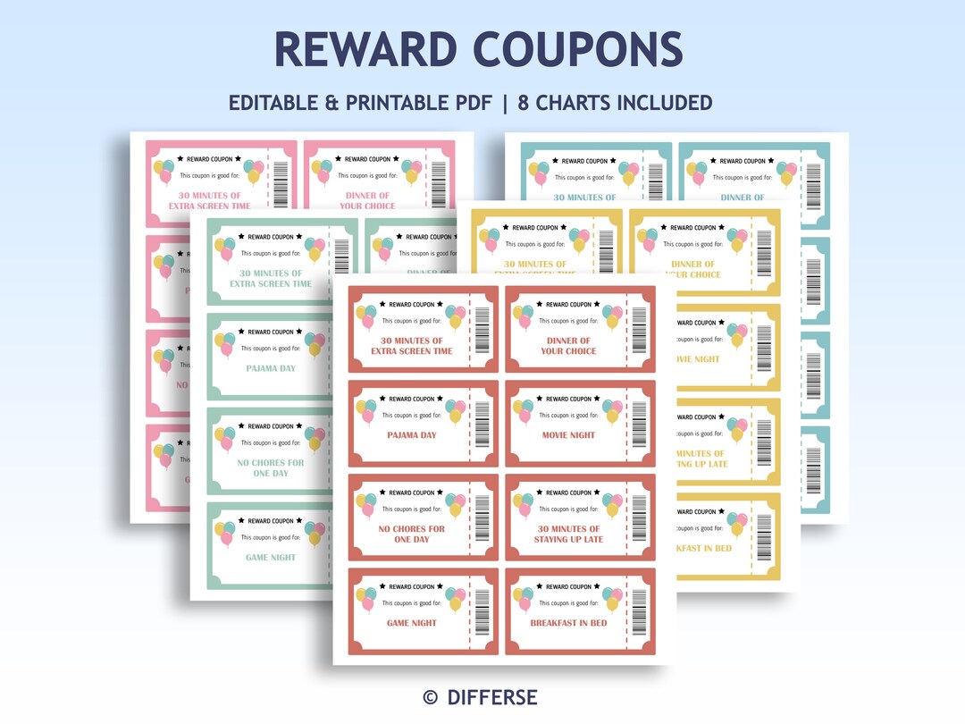 Reward Coupons for Kids | Editable Reward Coupons | Kids Reward Coupons ...