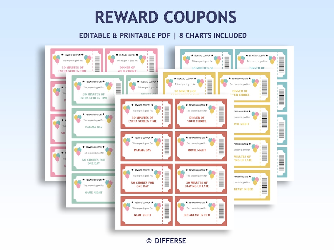 Reward Coupons for Kids | Editable Reward Coupons | Kids Reward Coupons ...