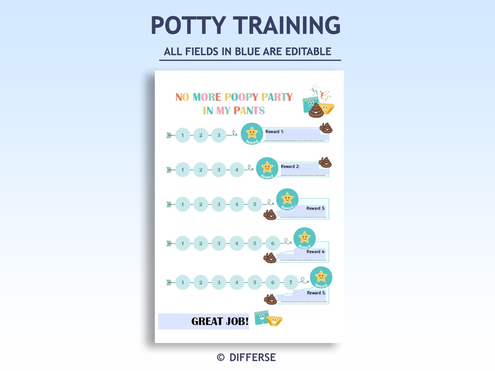 Potty Training Chart | Editable Poo Potty Chart | Potty Training | Kids ...