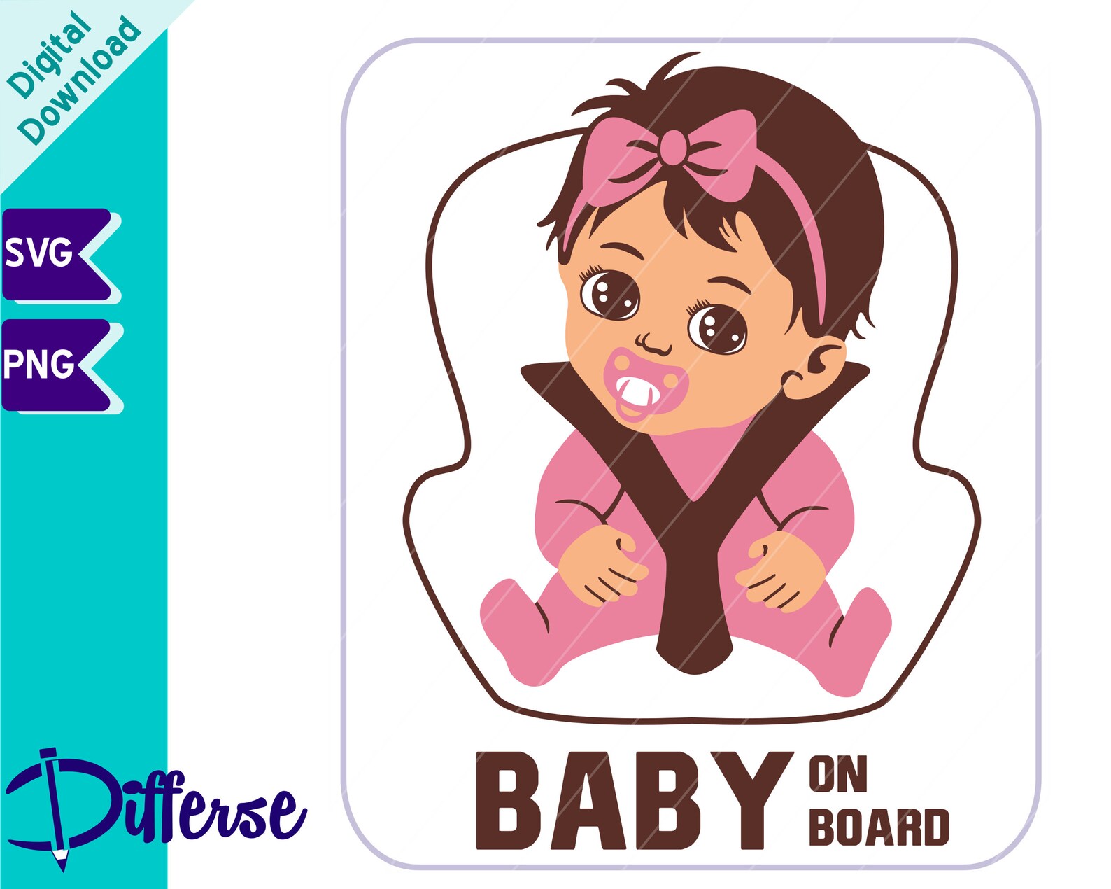 Baby on Board SVG SVG Cut File & PNG Baby Girl Png for Car | Etsy