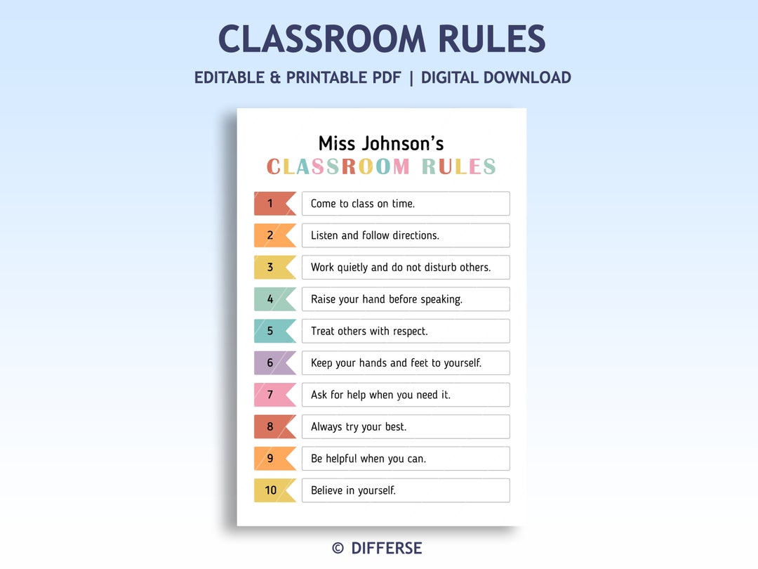 Classroom Rules | Class Rules | Classroom Rules Sign | in This ...