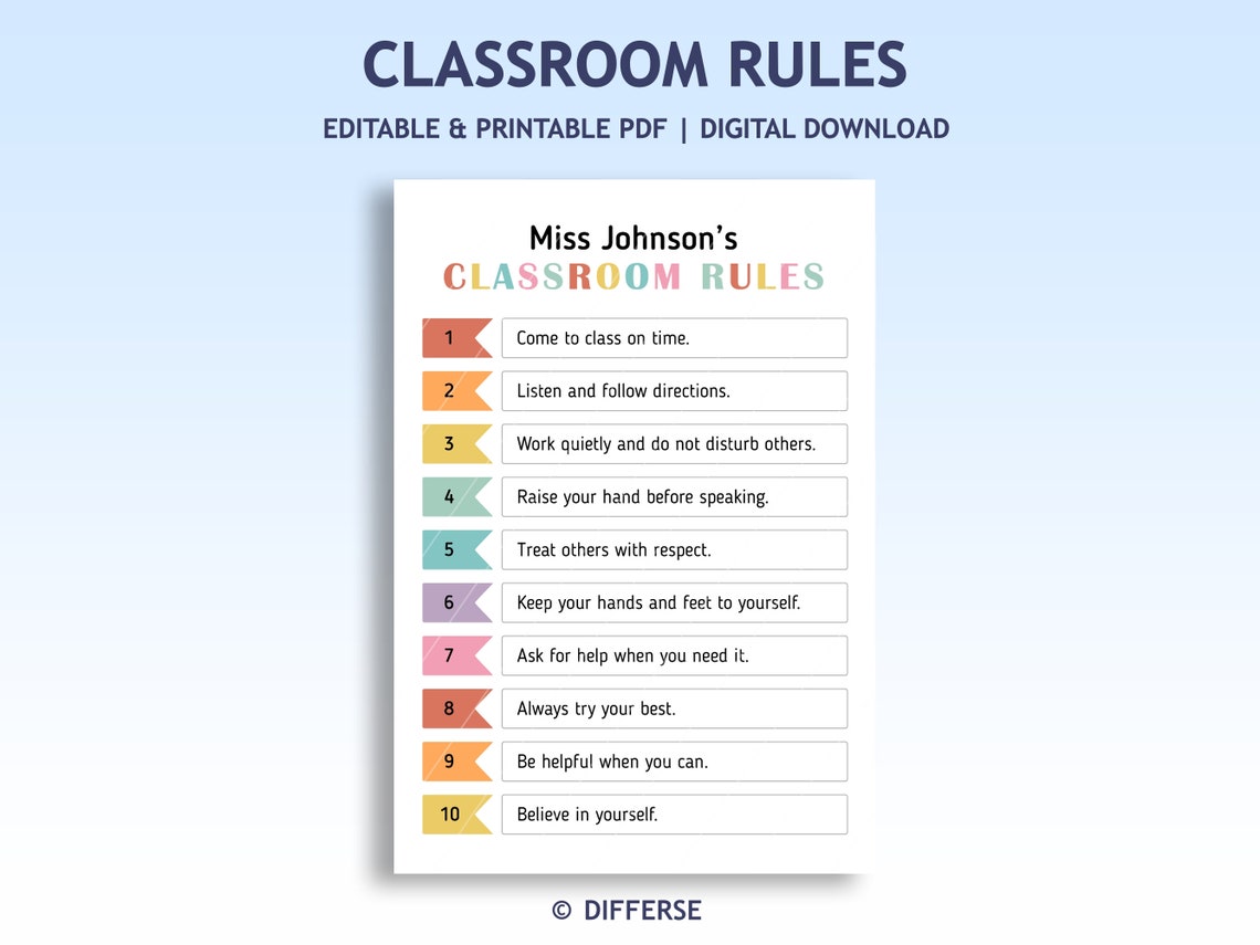 Classroom Rules | Class Rules | Classroom Rules Sign | in This ...