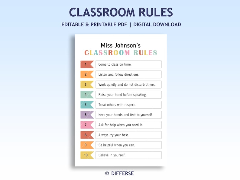 Classroom Rules | Class Rules | Classroom Rules Sign | in This ...