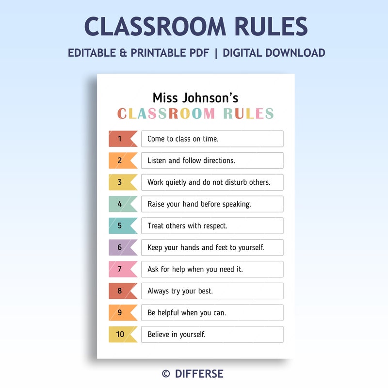 Classroom Rules Sign - Etsy