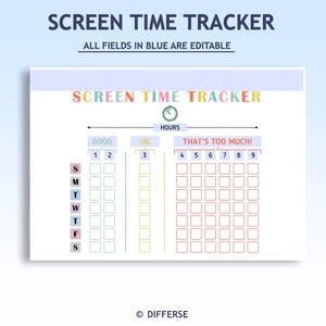 Screen Time Tracker | Screen Time Chart | Screen Time Schedule | Screen ...