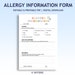 Allergy List + Allergy Information Sheet | Child Allergy Form ...