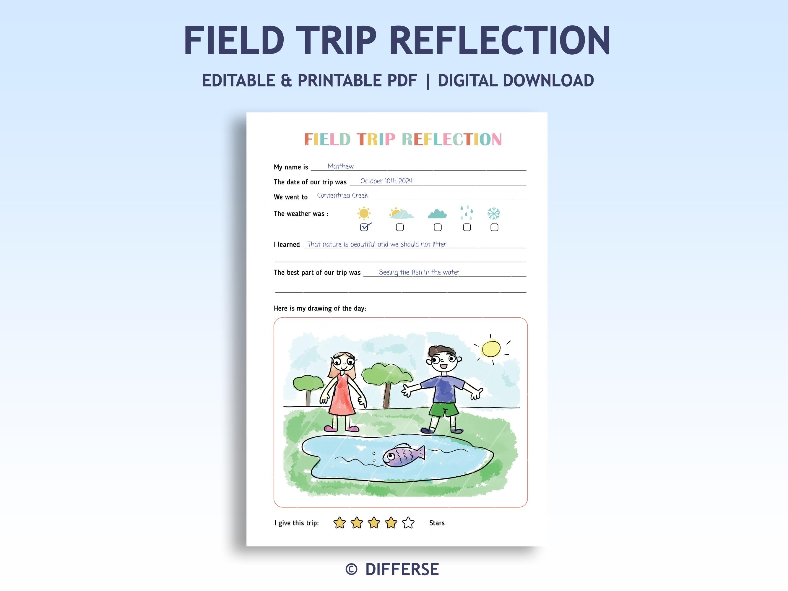 Editable Field Trip Reflection Worksheet | Reflection Sheet | Field ...