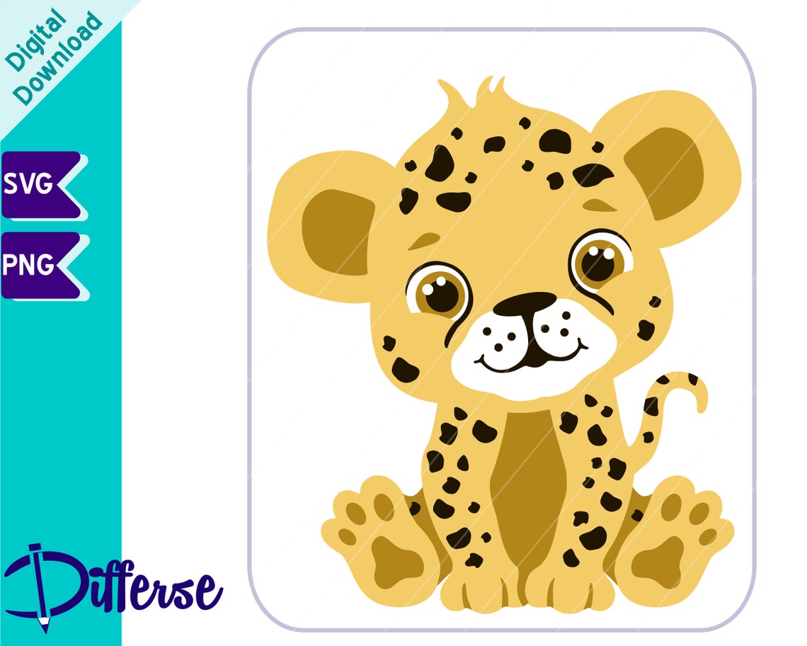Cute Baby Cheetah SVG SVG Cut File & PNG Cheetah Svg - Etsy
