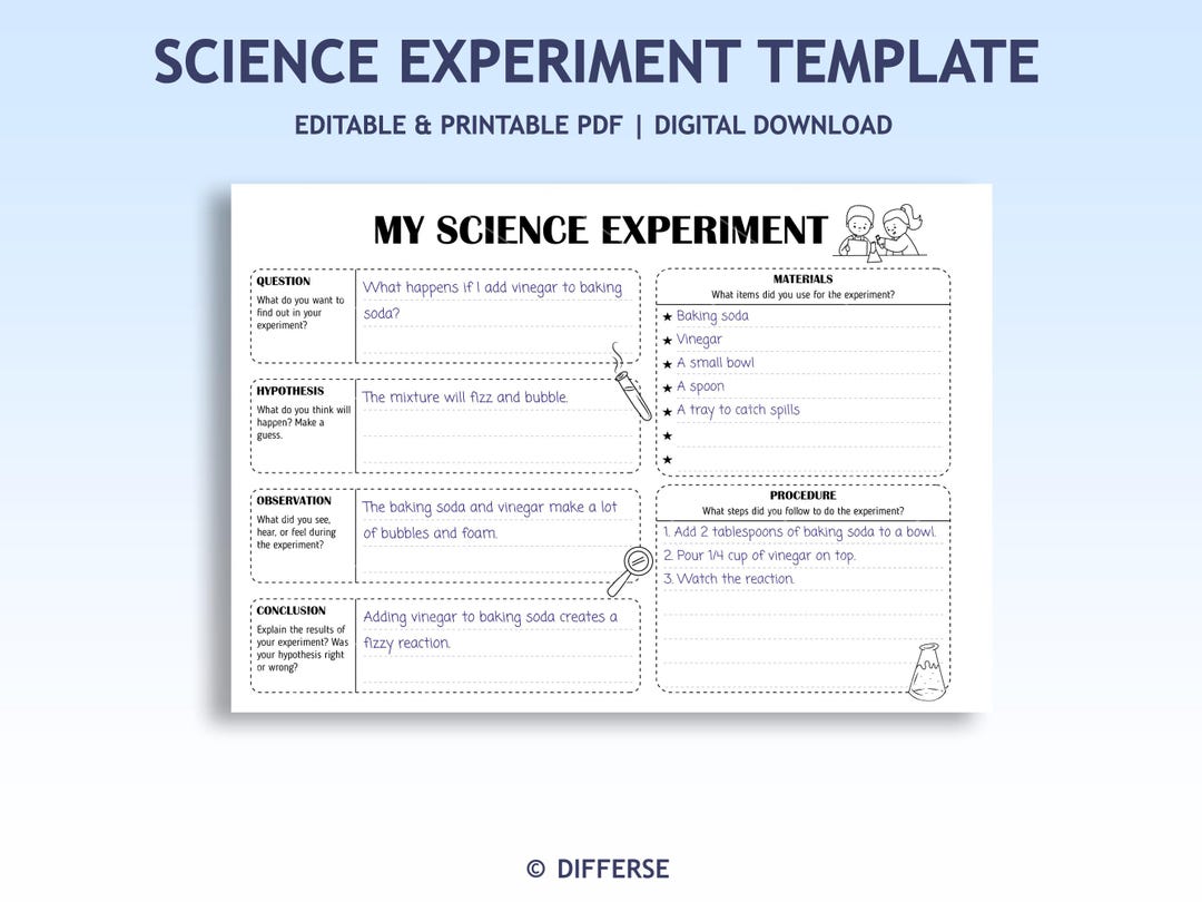 Editable Science Experiment Worksheet | Science Experiment for Kids ...