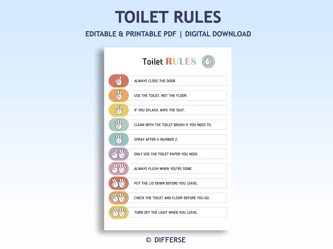 Kids Toilet Rules | Bathroom Rules Sign | Restroom Rules | Toilet Sign ...