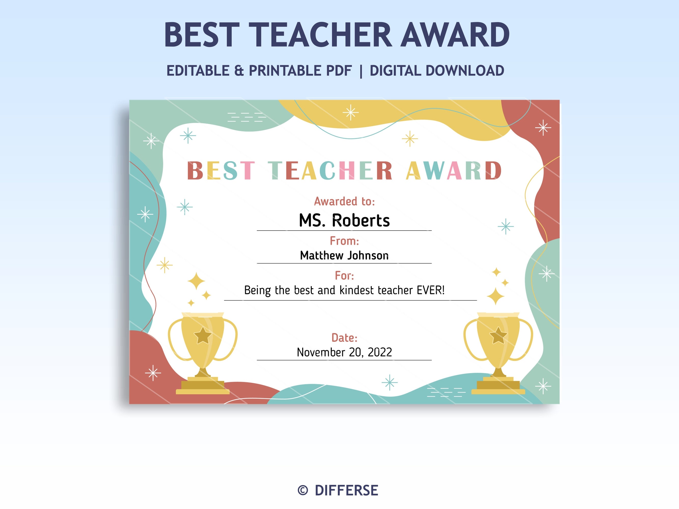 Best Teacher Award Letter Teacher Appreciation Tags And Flags