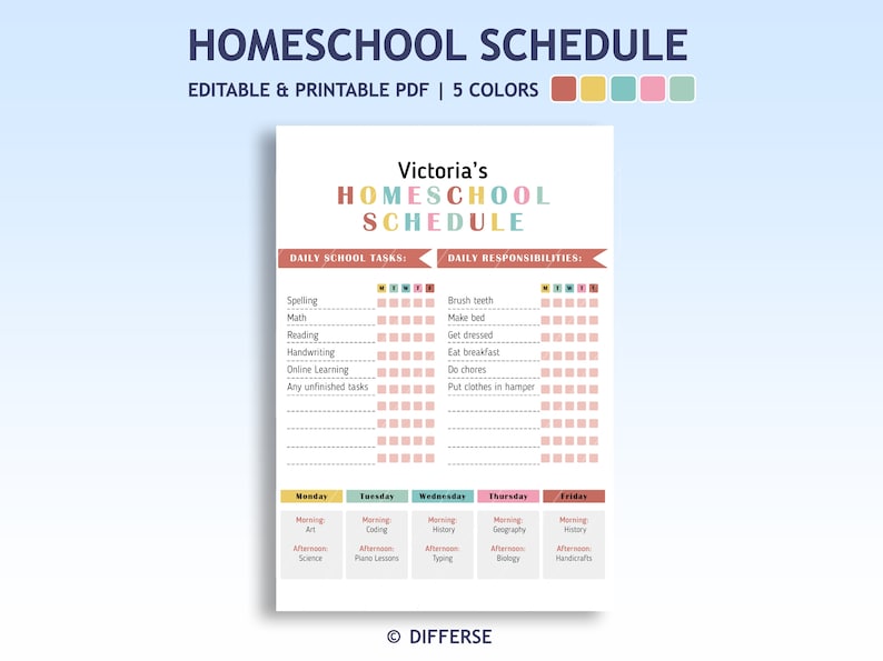 Editable Homeschool Planner | Digital School Planner | Printable ...