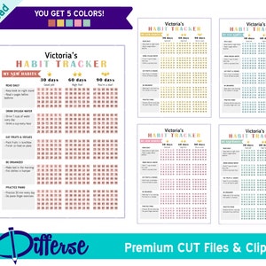 Editable Habit Tracker for Kids Habit Chart Cute Goal Tracker A4 Habit ...