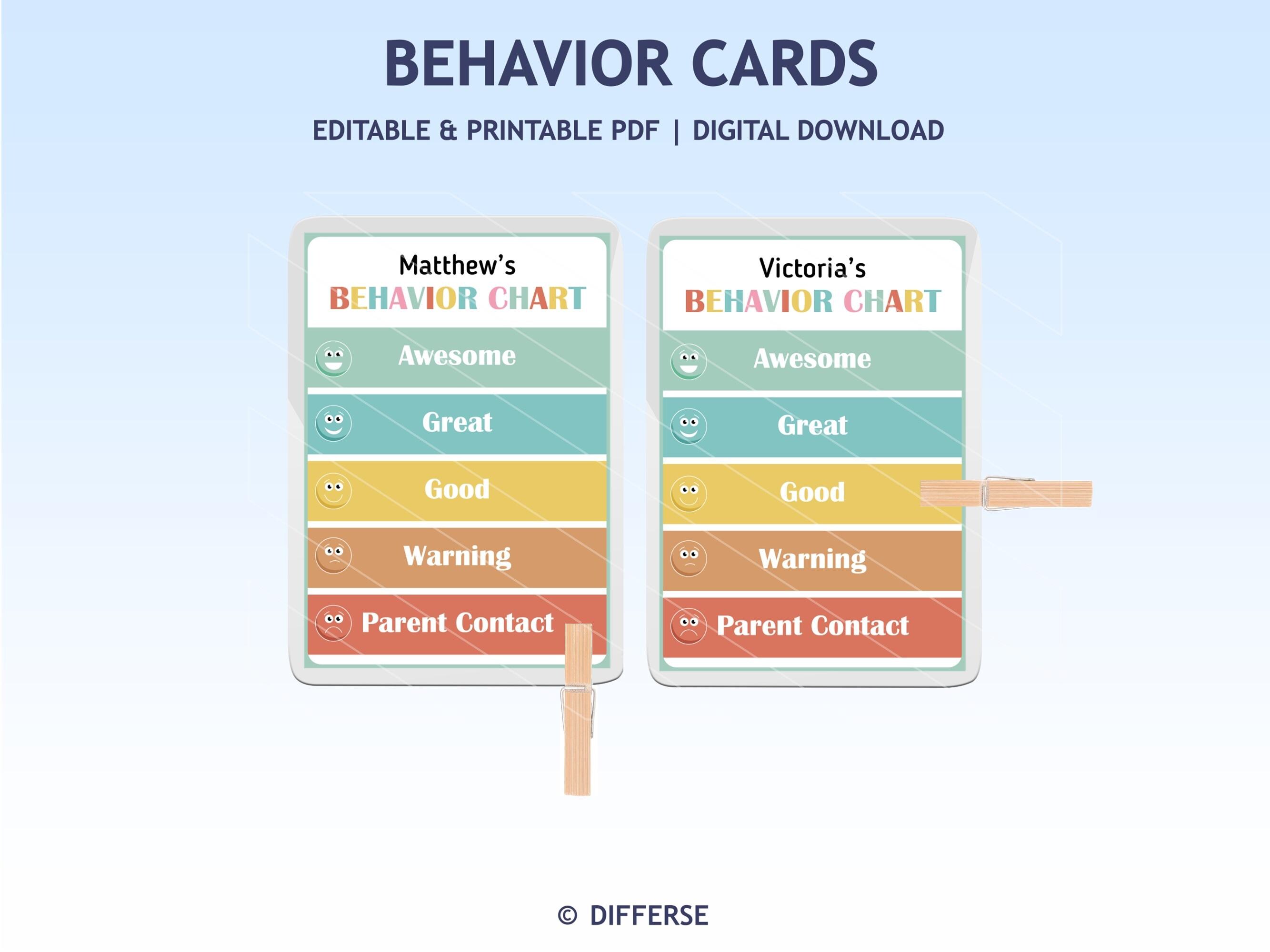 Classroom Behavior Chart | Behavior Card | Behavior Tracker ...