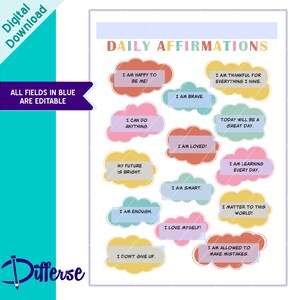 Kids Affirmation Poster Positive Affirmation Affirmation Wall Art I Am ...