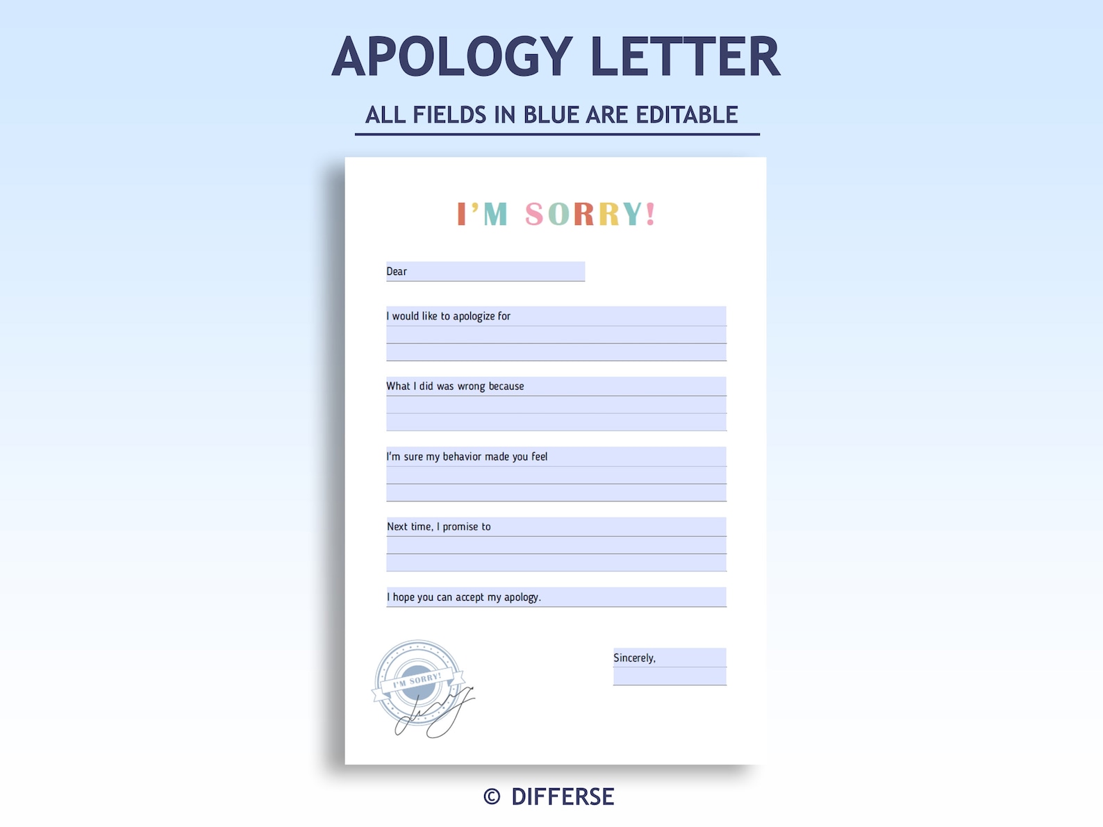 Kids Apology Letter | Letter of Apology | Apology Template | Apology ...