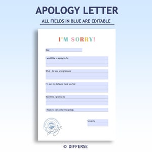 Kids Apology Letter | Letter of Apology | Apology Template | Apology ...