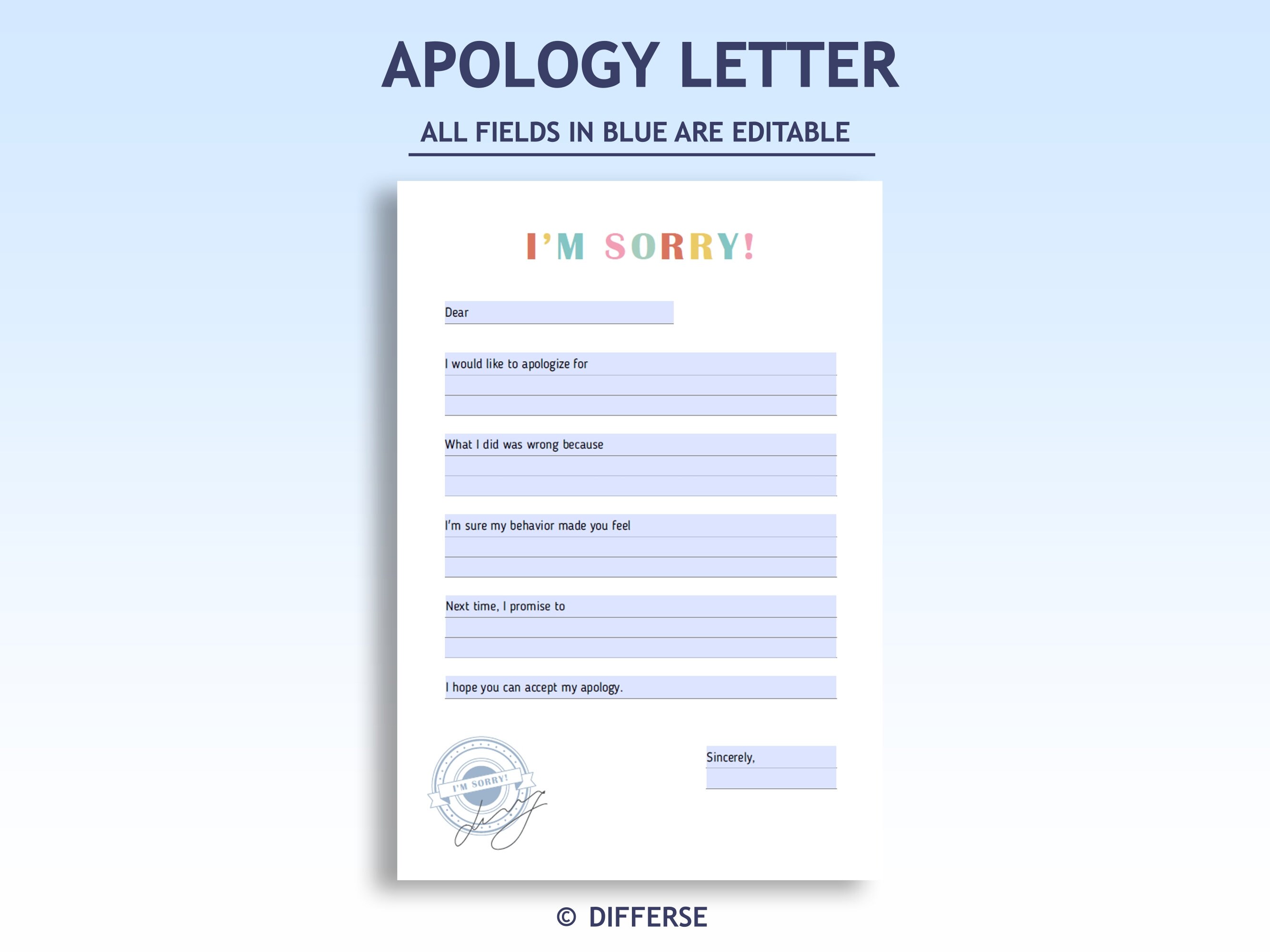 Kids Apology Letter | Letter of Apology | Apology Template | Apology ...