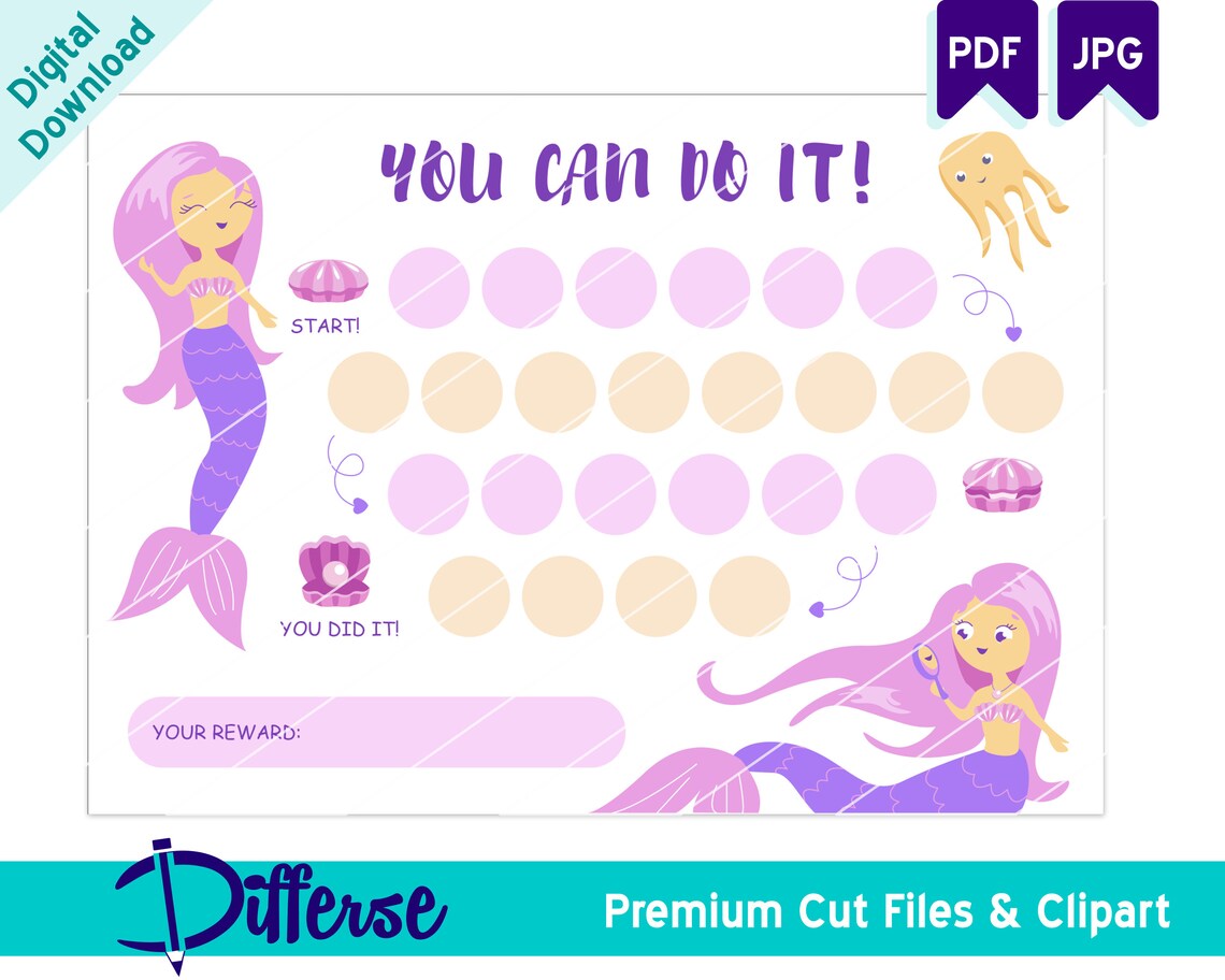 Printable Mermaid Reward Chart For Kids Behavior Chart | Etsy