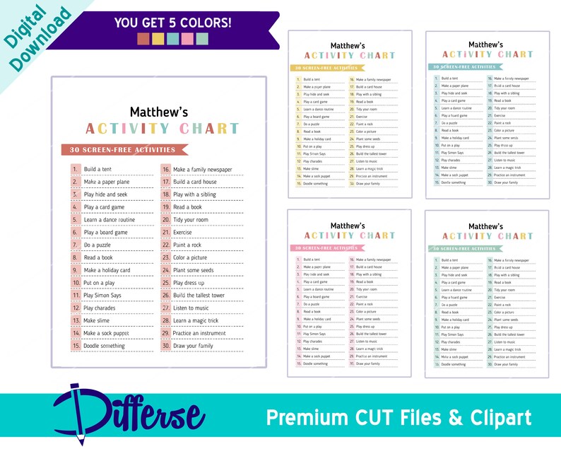 Screen Free Activities for Kids Printable Play Chart Play - Etsy