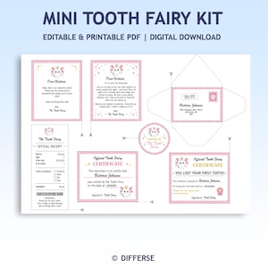 Mini Tooth Fairy Kit in Pink | Tooth Fairy Receipt | Tooth Fairy Letter ...