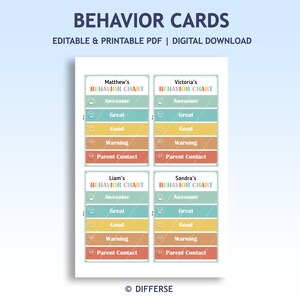 Classroom Behavior Chart Behavior Card Behavior Tracker Consequence ...