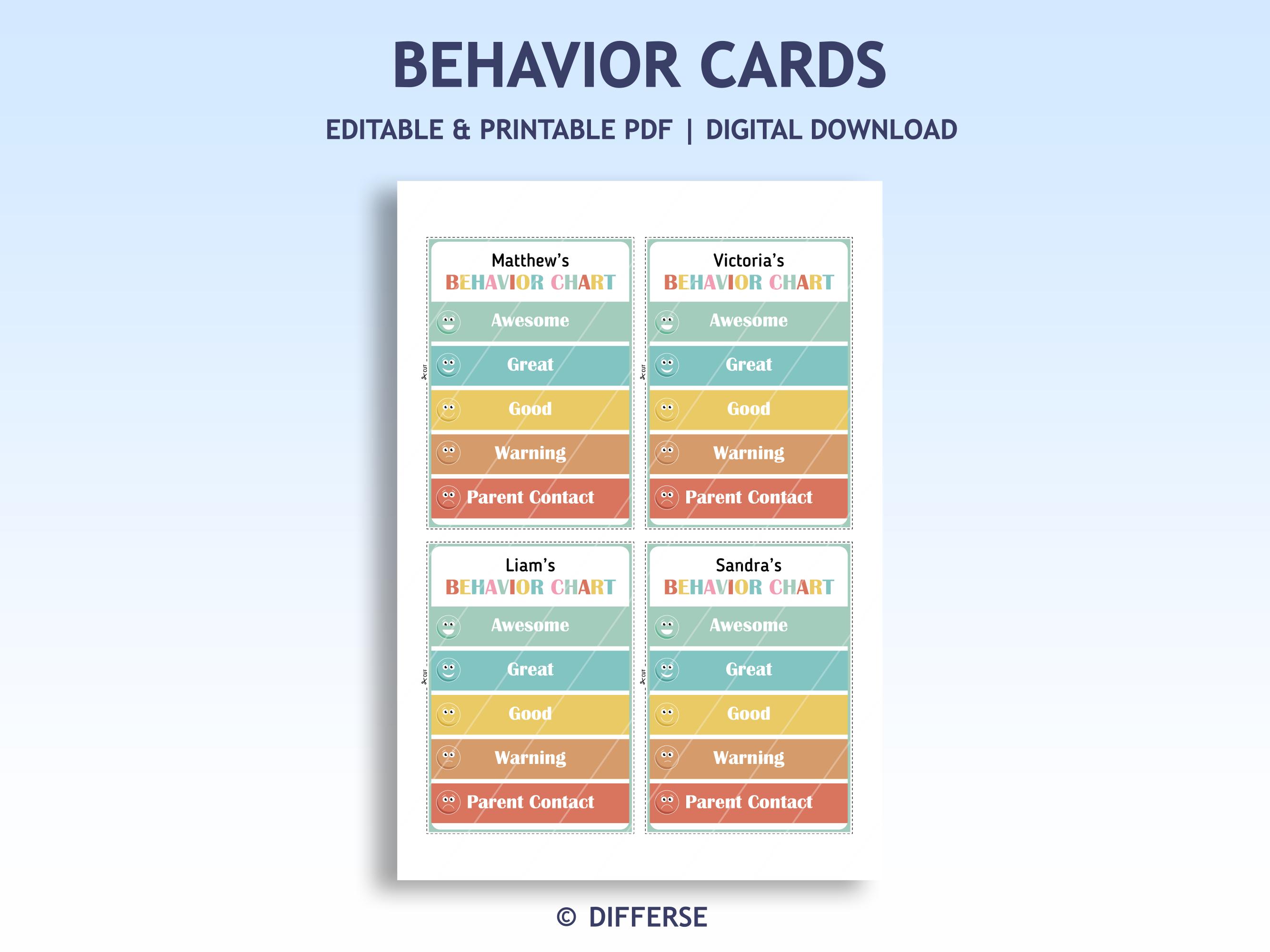 Classroom Behavior Chart | Behavior Card | Behavior Tracker ...