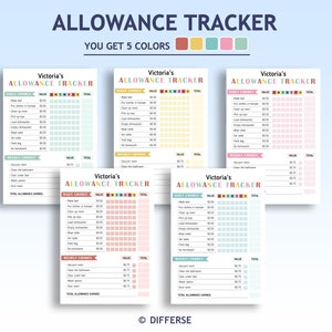 Allowance Tracker for Kids | Allowance Chart | Kids Responsibility ...