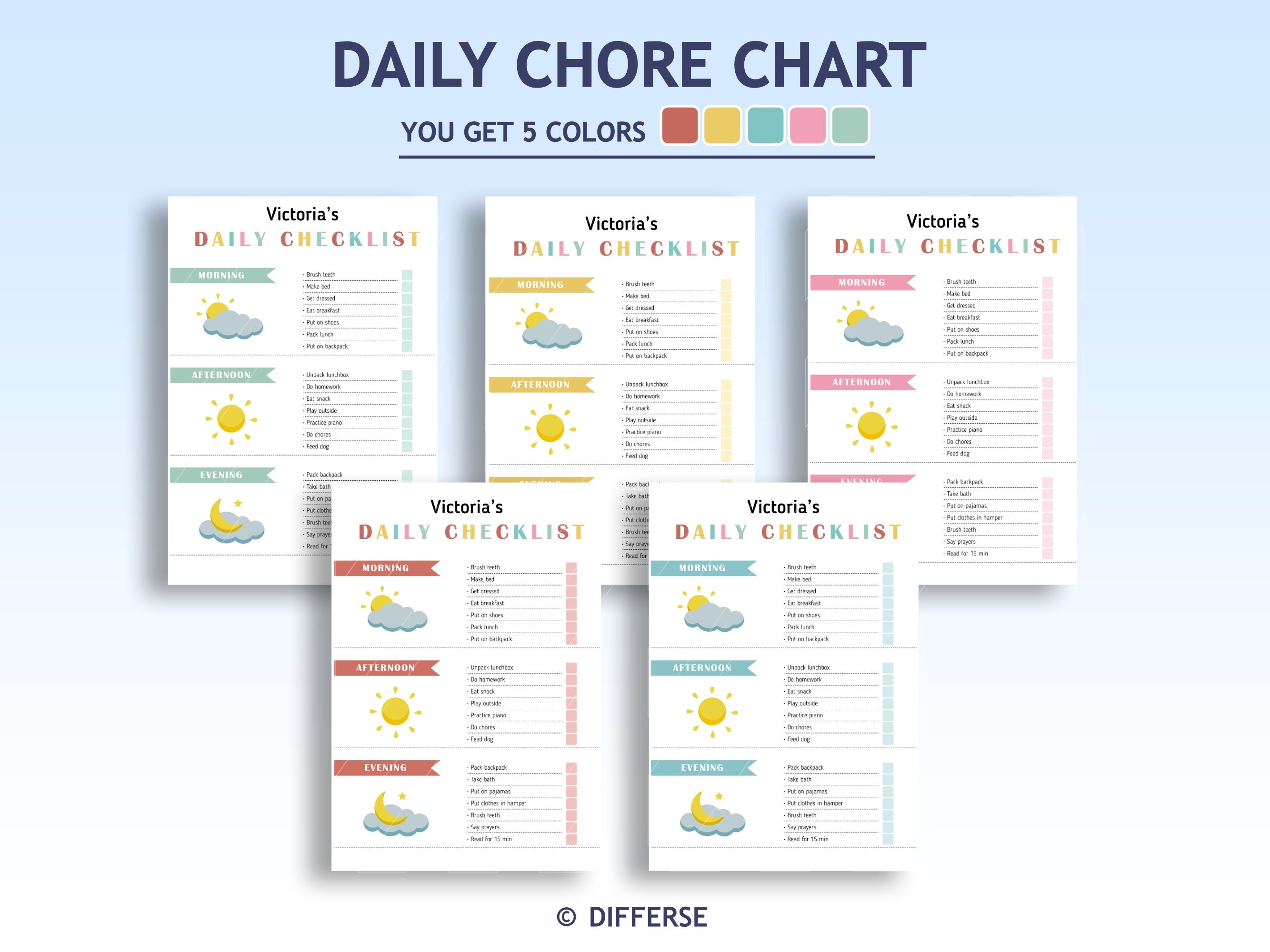 Editable Daily Chore Chart for Kids | Daily Routine Chart | Daily ...