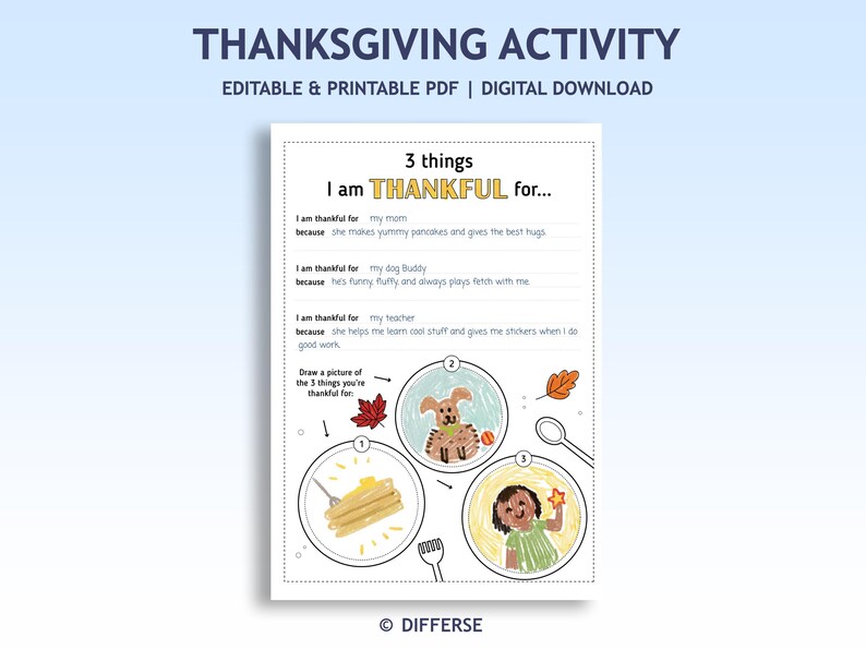 I Am Thankful Writing Template | Thanksgiving Activity | Thanksgiving ...